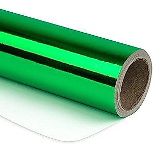 RUSPEPA Green Metallic Wrapping Paper - Solid Color Paper Perfect for Wedding, Birthday, Christmas, Baby Shower - 17 Inches X 32.8 Feet