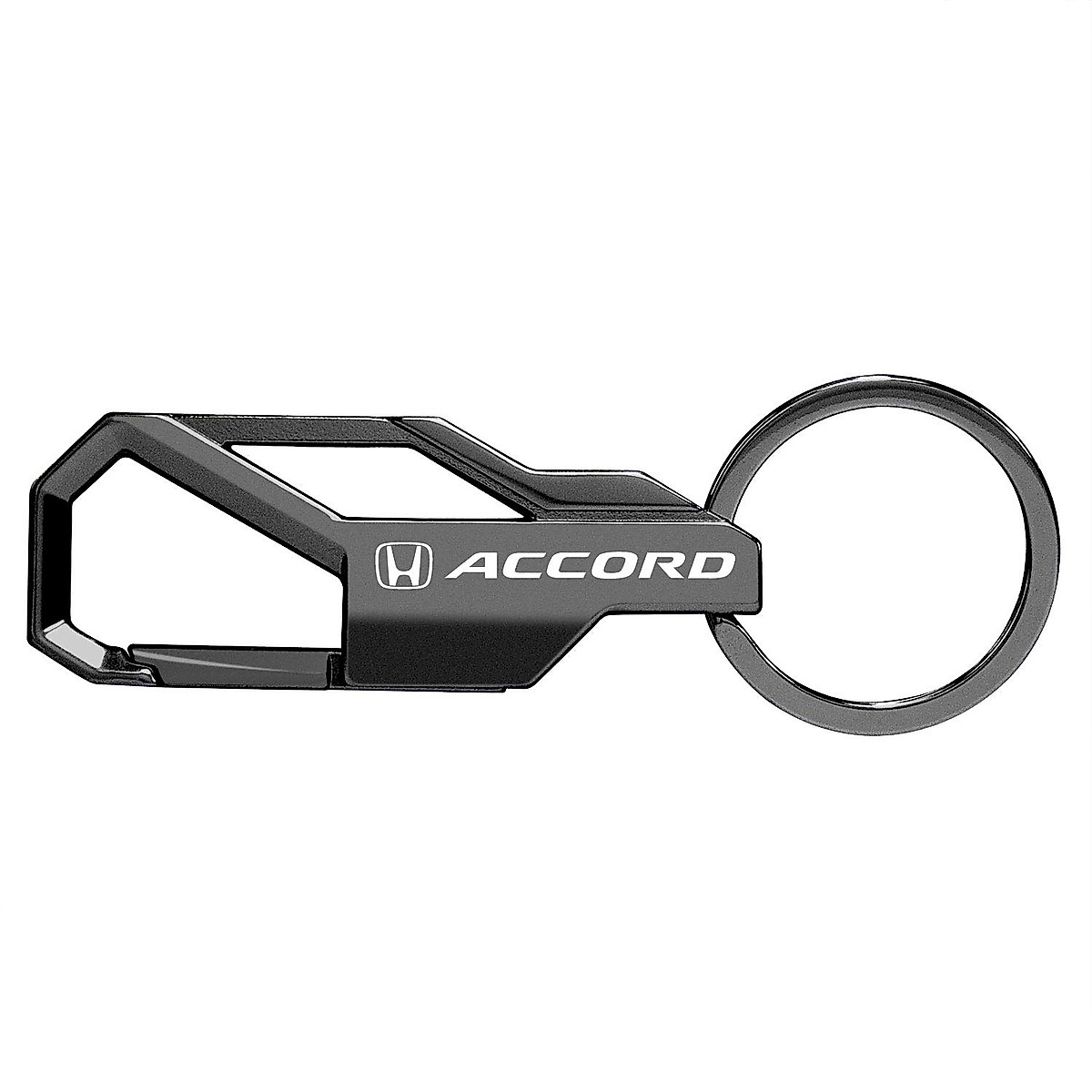 iPick Image Compatible with Honda Accord Gunmetal Black Carabiner-Style Snap Hook Metal Key Chain