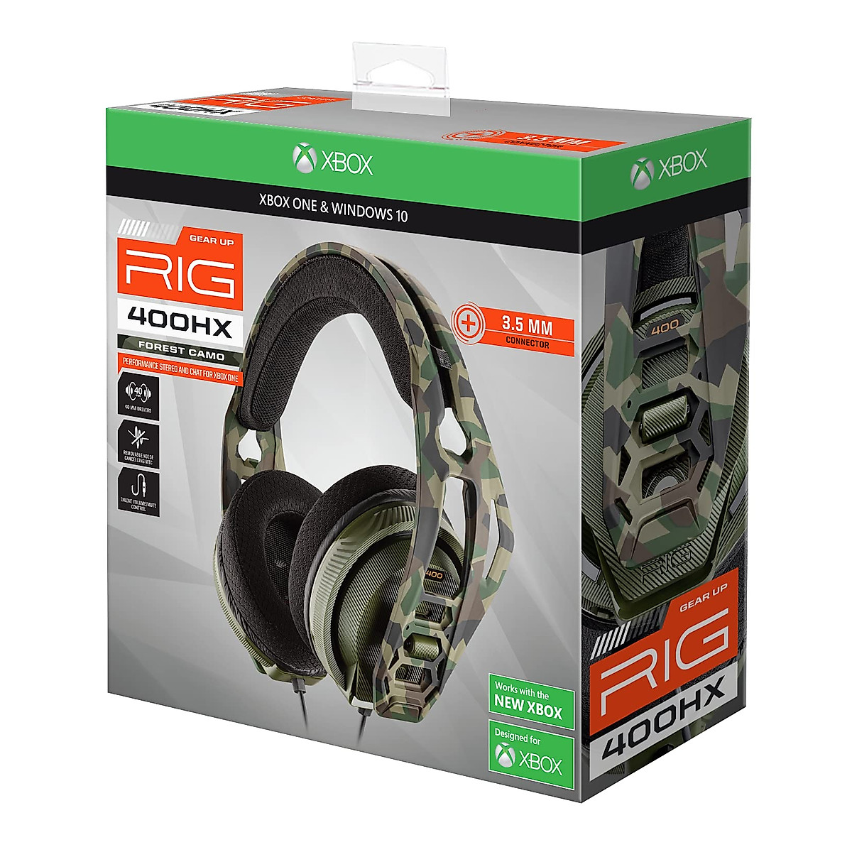 RIG 400HX Officially Licensed Xbox Gaming Headset with Removable Noise Canceling Mic for Xbox Series X, Xbox Series S, Xbox One, PS5, PS4, Nintento Switch & PC - Forest Camo