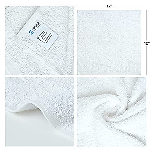Zuperia 100% Cotton Luxury Bath Wash Cloths 60 Pack - Highly Absorbent Soft Washcloths for Face- Gym Towels, Hotel Spa Quality, Reusable and Multipurpose Towels 12 x 12 Inches (White)