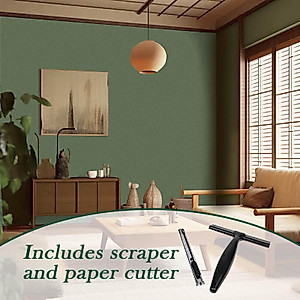 Abyssaly Green Wallpaper Peel and Stick 118"X17.7" Green Contact Paper for Cabinets and Drawers Removable Self Adhesive Thicken Wallpaper Covering for Bedroom with Scraper, Paper Cutter