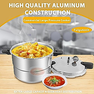 Fulgutonit 19 Quart Aluminum Pressure Cooker,Induction Compatible Pressure Canner w/Canning Rack and Pressure Gauge, for Home and Commercial Use