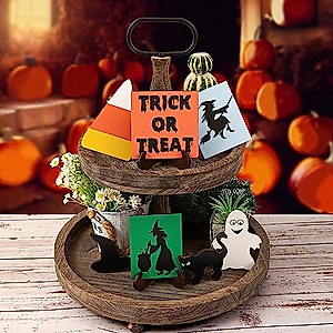 Halloween Tiered Tray Decors Set for Office Tiered Tray Items Wood Sign Wooden Signs Mini Signs Tabletop Signs Tier Tray Decor Bathroom Wooden Decorations