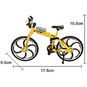 JKAHOBBY 1/8 Mountain Folding Bike Model w/Rise Rope RC Accessories 1 PCS Mini Bicycle Toy for RC Crawler (Yellow)