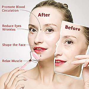 Rose Quartz Face Roller And Gua Sha Set Natural Jade Gouache Scraper Gua Sha Massage Quartz Roller Facial Lifting Massage Tool,type 9