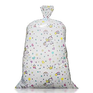 Ymsone Unicorn Gift Bag Extra Large - Unicorn Theme Girl Birthday Gifts Bag Jumbo - Oversized Plastic Bag for Big Present - Huge Wrapping Bag for Giant Gifts (1)