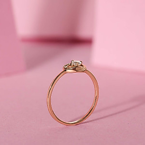 VOLUKA 18K Roes Gold Plated Flower Ring for Women Cubic Zirconia Wedding Engagement Ring for Lover ﻿