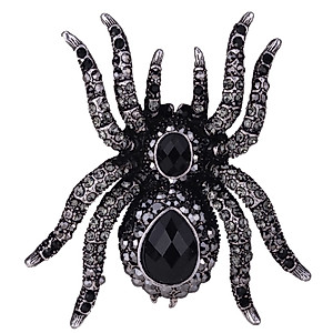 YACQ Women's Spider Stretch Rings Fit Finger Size 6.5 To 9 - Elastic Soft Band Perfect for Arthritis - Silk Scarf Holders - Lead & Nickle Free - 2-1/4 x 2-1/4 Inches - Halloween Costume Accessories