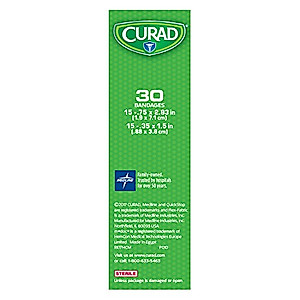 Curad Quickstop Flex Fabric Bandages, Assorted, 30/box