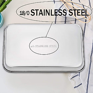 TeamFar Baking Sheet, Stainless Steel Baking Pan Cookie Sheet, Healthy & Non Toxic, Rust Free & Less Stick, Easy Clean & Dishwasher Safe
