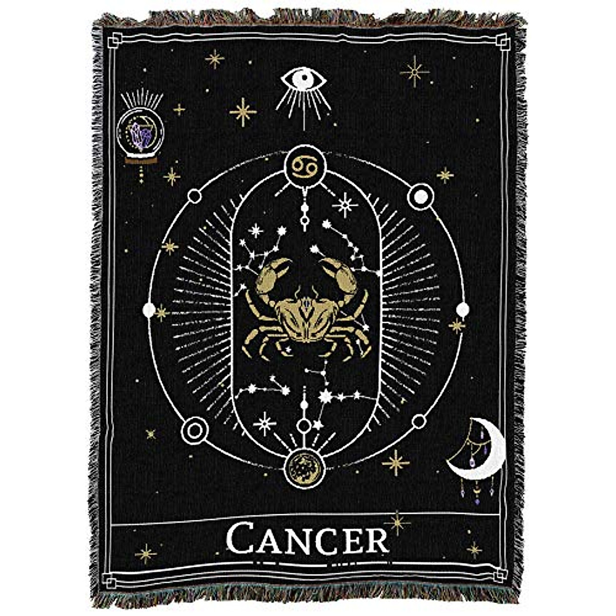Pure Country Weavers Zodiac - Cancer Tarot Card Blanket - Gift Tapestry Throw Woven from Cotton - Made in The USA (72x54)