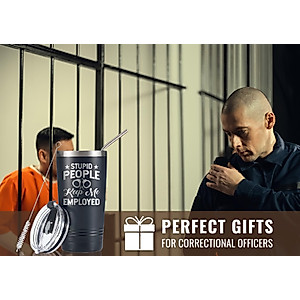Onebttl Correctional Officer Gifts, Law Enforcement Gifts, Police Officer Gifts, Stainless Steel Tumbler Travel Mug Cup - 20 oz Employed