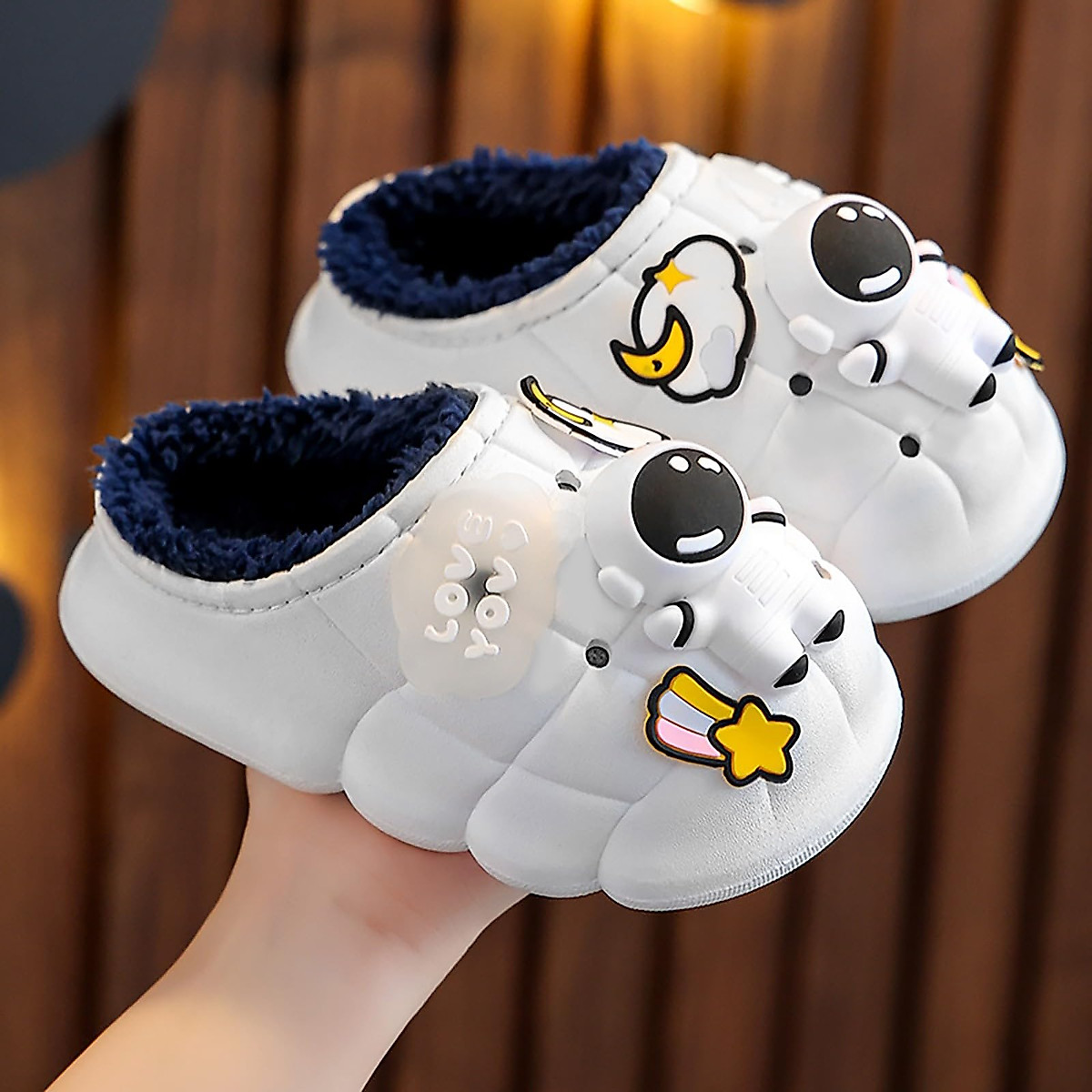 Plush Warm Home Shoes Infant Baby Boys Girls Slippers Plush Non-Slip Comfy Fluffy Lightweight Warm Soft Indoor House Slippers Kids House Slippers White