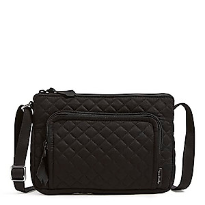 Vera Bradley Women's Cotton Little Hipster Crossbody Purse With RFID Protection, True Black, One Size