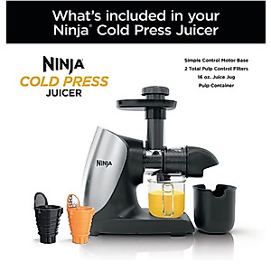 Ninja Cold Press Juicer Pro - Powerful Slow Juicer - Cloud Silver JC100 (Renewed)