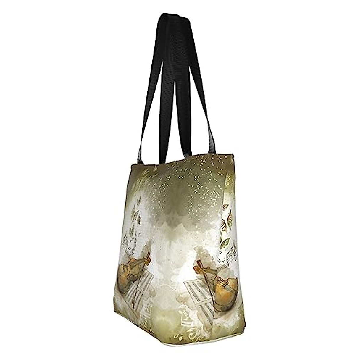 AKAUTOSM Butterfly And Cello Shopping Bag,Shoulder Bag,Large Capacity Lightweight,Can Be Used For Play,Travel,Shopping,Etc.