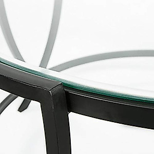 Signature Design by Ashley Tarrin Contemporary Glass Top Round 3-Piece Table Set, Includes Coffee Table and 2 End Tables, Black