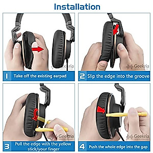 Geekria QuickFit Replacement Ear Pads for AKG K550, K551, K553 MKII Headphones Earpads, Headset Ear Cushion Repair Parts (Black)