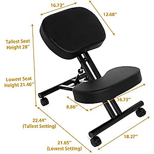 BATHWA Ergonomic Kneeling Chair, Posture Corrective Chair, Angled Kneeling Chair, Adjustable Stool with Moulded Foam Cushion and Caster for Home & Office