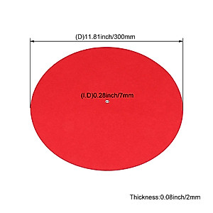 Yibuy 300mm Dia Turntable Slipmat Anti-Static Felt Mat Record Player Pad Red