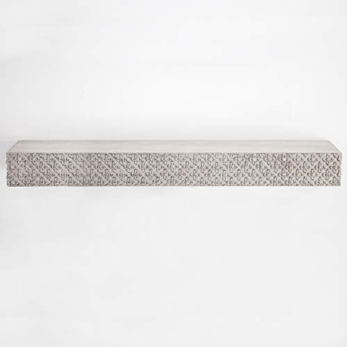 American Art Decor Rustic Wood Embossed Floral Floating Wall Shelf - Greywashed (36 x 9)