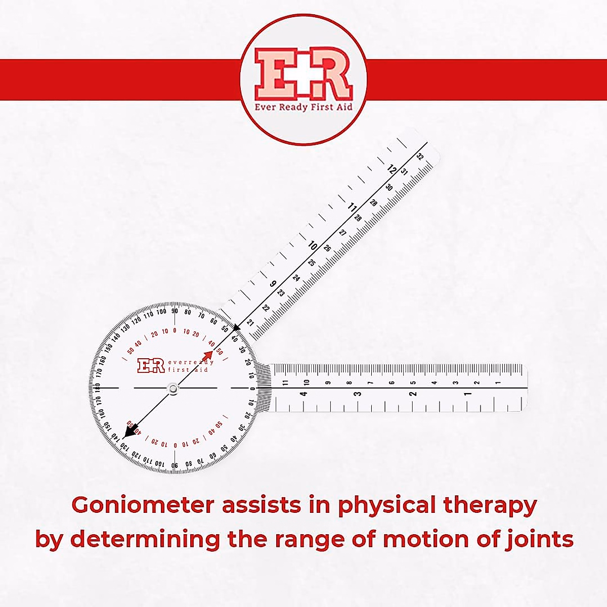 Ever Ready First Aid Plastic 8” Goniometer 360 Degree ISOM