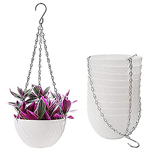 Foraineam 10 Pieces 6 Inch Hanging Planters, Garden Self-Watering Flower Plant Pot Container, Mini Succulent Planter Pots with Hanging Chain