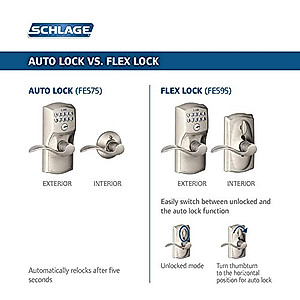 SCHLAGE FE595VCAM716ACC FE595VCAM/ACC 716 Keypad Accent Lever Door Lock, Flex, Aged Bronze