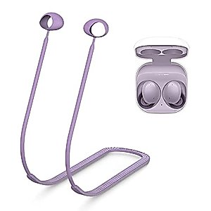 QYTOJQX Galaxy Buds 2 Strap String Lanyard Anti-Lost Leash Sports Neck Rope Cord, Soft Silicone Special Anti-Slip Texture Design Wireless Earphone, Compatible with Samsung Galaxy Buds 2 (Lilac)