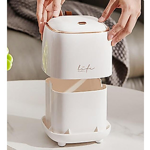 Foraineam 2 Pack Tabletop Trash Can with Pop-up Lid, Mini Plastic Countertop Trash Can Wastebasket Rubbish Bin, Small Desktop Garbage Can with Removable Inner for Bathroom Vanity, Bedroom, Office, Car