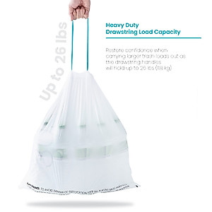 Home Zone Living 8 Gallon Kitchen Trash Bags with Drawstring Handles, Heavy Duty Custom Fit Design for 30 Liter Dual Recycling Liners, Code 30R, 60 Count