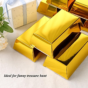 VGOODALL 24PCS Gold Bar Chocolate Boxes, Golden Brick Gift Box Treat Box for Chocolates Coins Casino Theme Decoration Candy Treats Container 5.5" x 3.2" x 1.6"