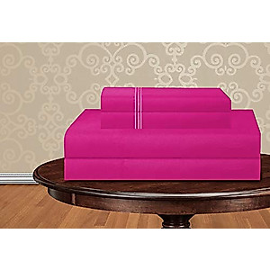 Elegant Comfort Luxurious Bed Sheets Set on Amazon 1500 Thread Count Wrinkle,Fade and Stain Resistant 4-Piece Bed Sheet Set, Deep Pocket, Queen Hot Pink