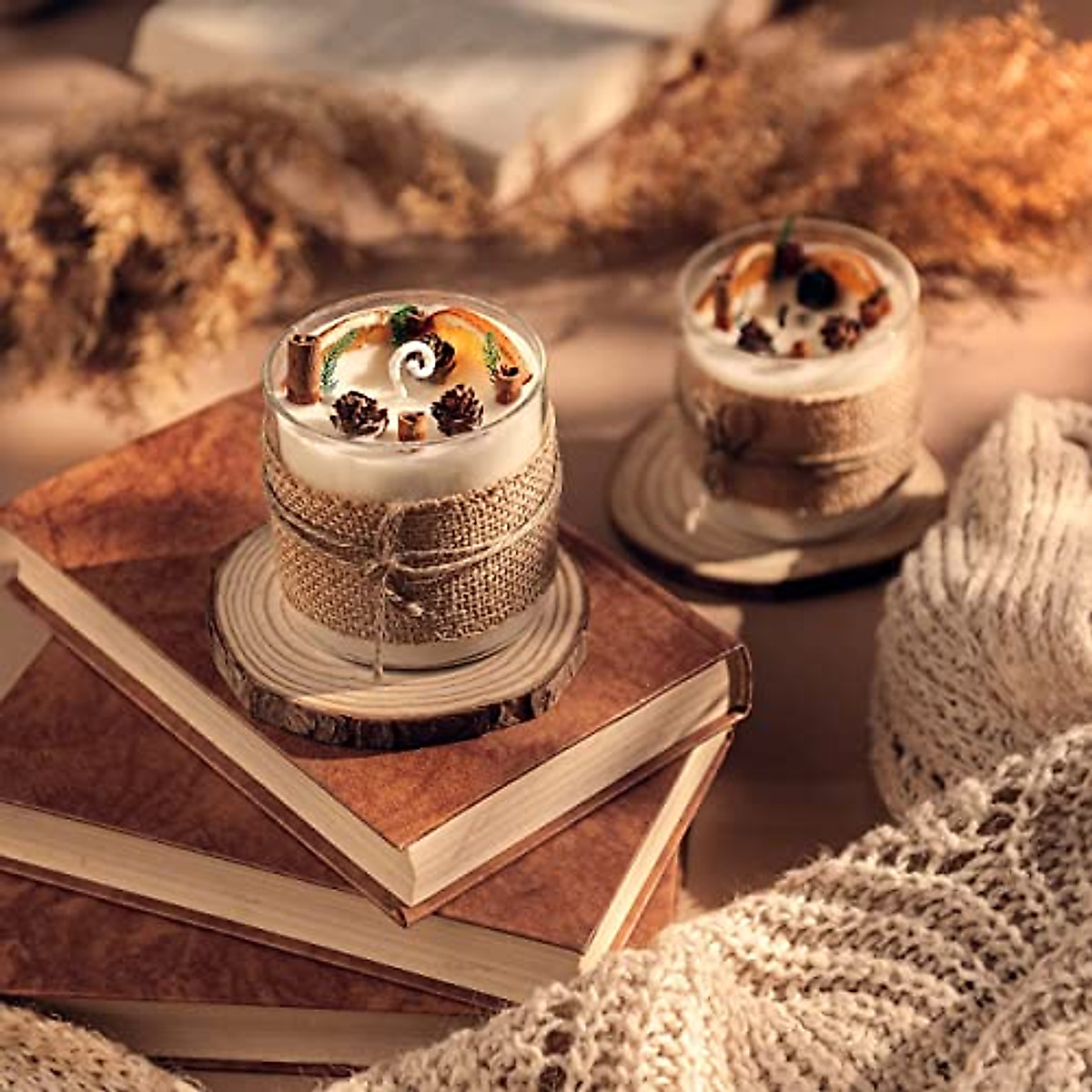 BEWEEN Scented Soy Candles for Home with Pine Cones, Lemon, Cinnamon Decoration - Long Burning Candle for Clearance, Housewarming – Makes Great Gift for Women & Men