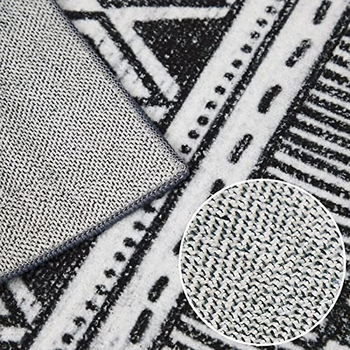 COZYLOOM Vintage Rug 5x7 ft, Boho Moroccan Geometric Area Rug Soft Chenille Indoor Floor Cover Chic Non-Shedding Living Room Bedroom Area Rug Anti-Slip Lightweight Throw Carpet Home Decor, Black