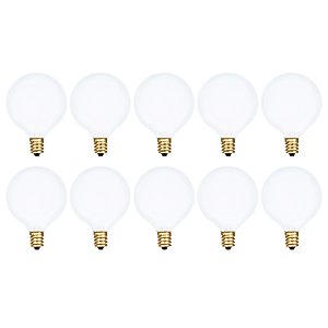 Simba Lighting Small Globe G16.5 Round Bulb 40W E12 Candelabra Base (10 Pack) for Chandelier, Ceiling Fan Light, Decorative Vanity Lights, Wall Sconce, Frosted Glass 120V, 2700K Warm White Dimmable
