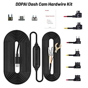 DDPAI Dash Cam Hardwire Kit, Compatible for Mola N3 Pro/ Z50 Dash Cam/Mini 5 Dash Cam/ Z40 Dash Cam Hard Wire Kit Fuse for Dashcam in Type-C Port, Plozoe 12V-24V to 5V Car Dash Camera Charger