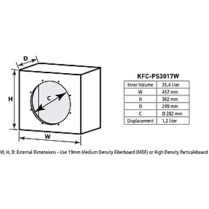 Kenwood Car Audio KFC-PS3017W PS-Series 30cm 12" 2000w Single VC 4Ohm Subwoofer