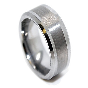 9mm Solid Tungsten Great Satin Center Ring Wedding Band (Size 7-17) (12)