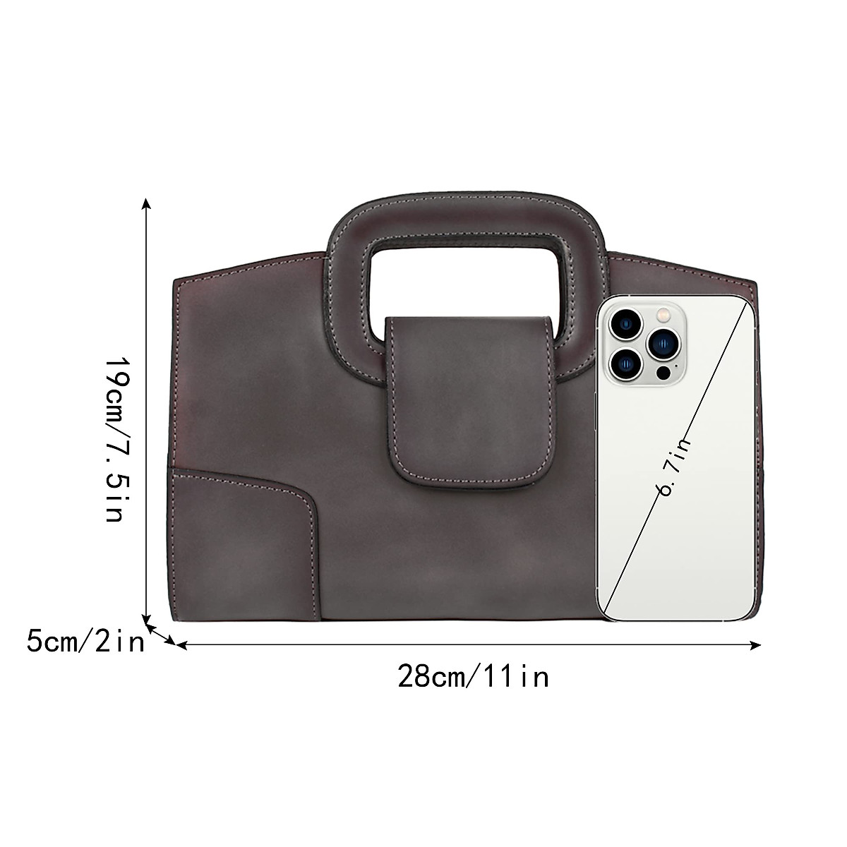 CLARA Women Vintage Flap Tote Top Handle Satchel PU Leather Clutch Handbag Purse Shoulder Bag (00358Gray)