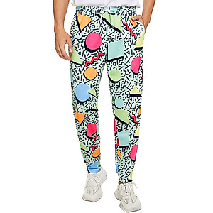 80s 90s Retro Jogger Sweatpants Men's Outfit Track Pants Vintage Workout Pants Costumes for Men & Women (Medium, Teal 80s)