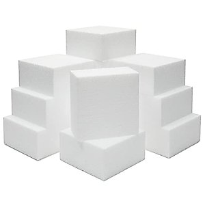 12 Pack Foam Sculpting Blocks for Crafts, Polystyrene Brick Rectangles for Floral Arrangements, Art Supplies (White, 4 x 4 x 2 in)