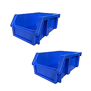 DJC Supply Blue Extra Small 3.5" X 5.2" X 2.1" Heavy Duty Thermoplastic Storage Bin, Stackable, Hangable, Side Connect (2 PACK)