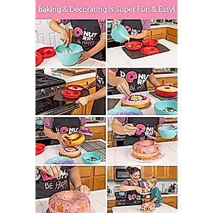 OMG Giant Donut Baking Kit - Nonstick Silicone Giant Doughnut Cake Pan Baking and Decorating Supplies Bundle. Stay Home and Bake Gift Set