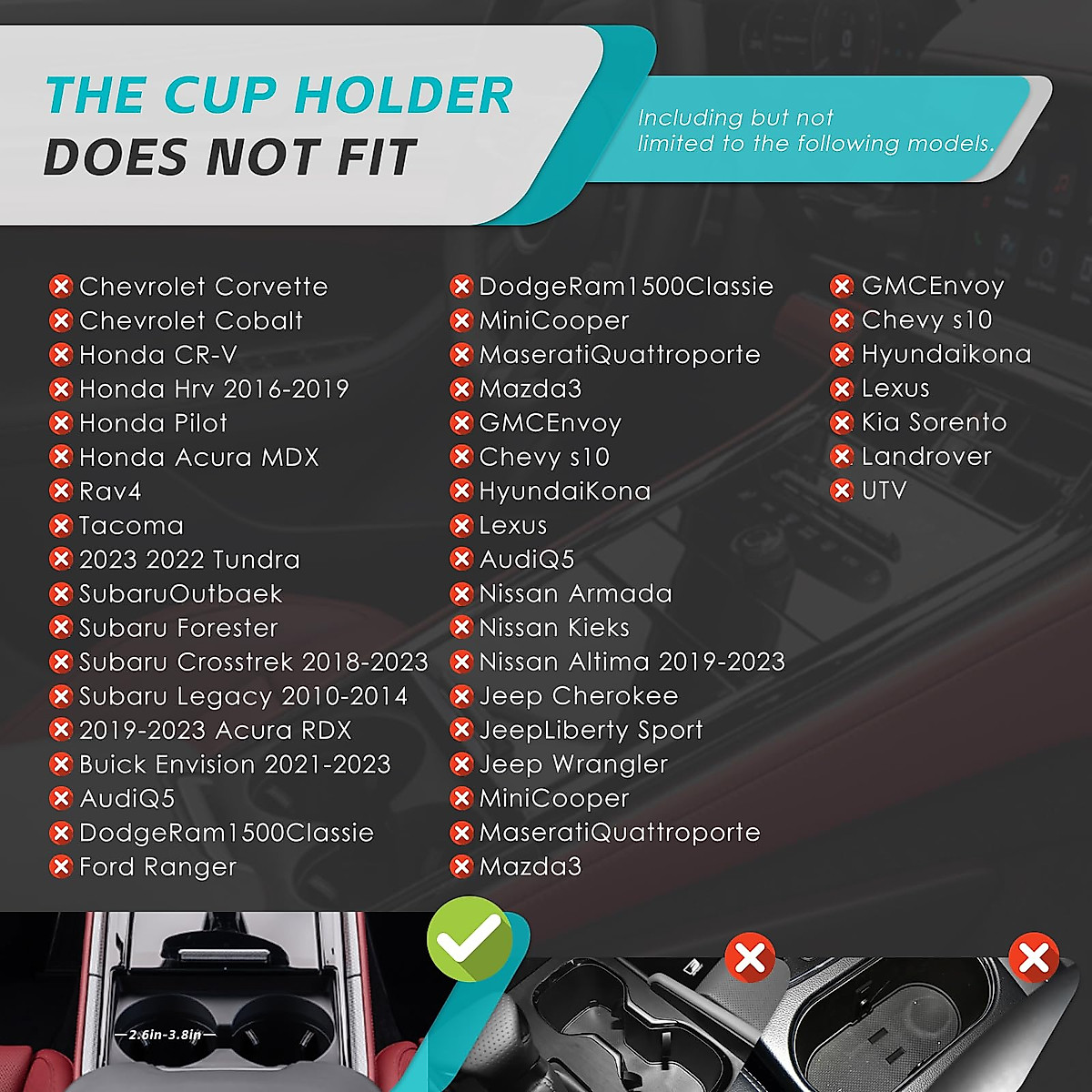 OUSHASAA 2-in-1-Car-Cup-Holder-Expander-Adapter with Phone Holder Adjustable Base Fits Most Cup Holder and Phones, Compatible for HydroFlask, Yeti, Nalgene, Large 32/40 oz Bottles in 3.2"-3.8" (1pcs)