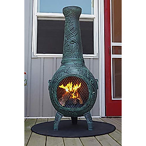 The Blue Rooster Dragonfly Cast Aluminum Chiminea in Antique Green
