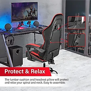 YSSOA Gaming Chair,Ergonomic Office Chair,High Back Computer Chair,Adjustable Swivel Leather Desk Chair,Mesh Task Chair with Headrest and Lumbar Support