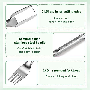 2-in-1 Stainless Steel Watermelon Slicer,Watermelon Fork Slicer Cutter,Portable Dual Head Cube Watermelon Slicer Knife,Fruit Forks Slicer Tool for Family Parties Camping Kitchen Gadget (2PCS)