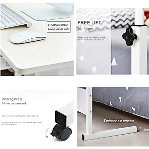 SogesPower 31.5 inches Mobile Laptop Desk with Slot Adjustable Side Table Computer Stand for Bed Sofa, Black