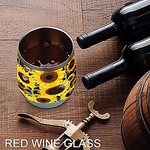 WYUSPGK 304 Stainless Steel Insulated Cup, Sunflower Bees Print Smooth Rim, Durable & Reusable - Perfect for Office, Home, And Travel